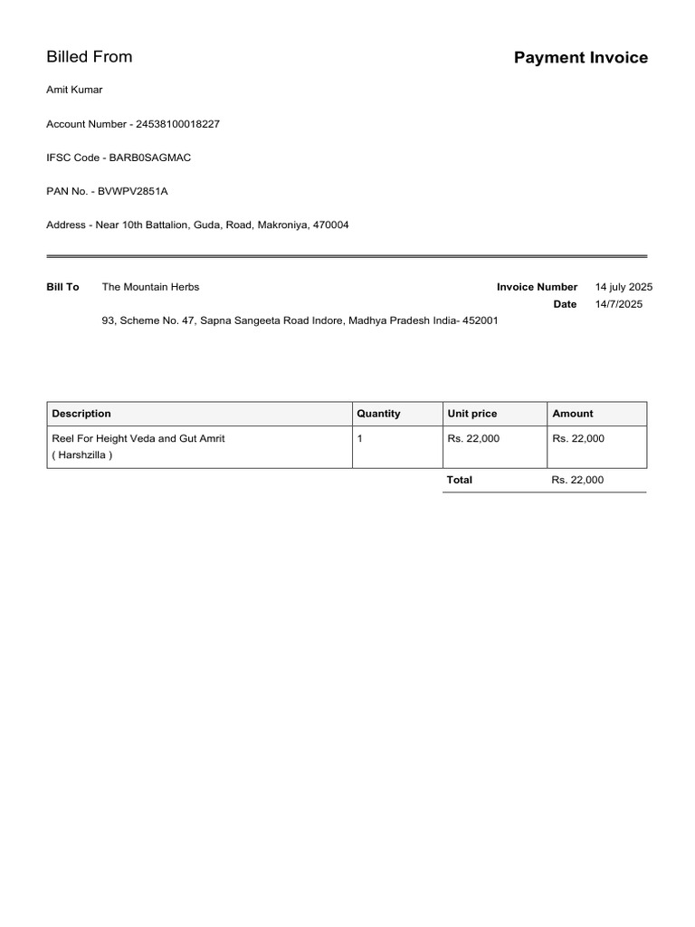 Invoice - 14 July 2025 | PDF