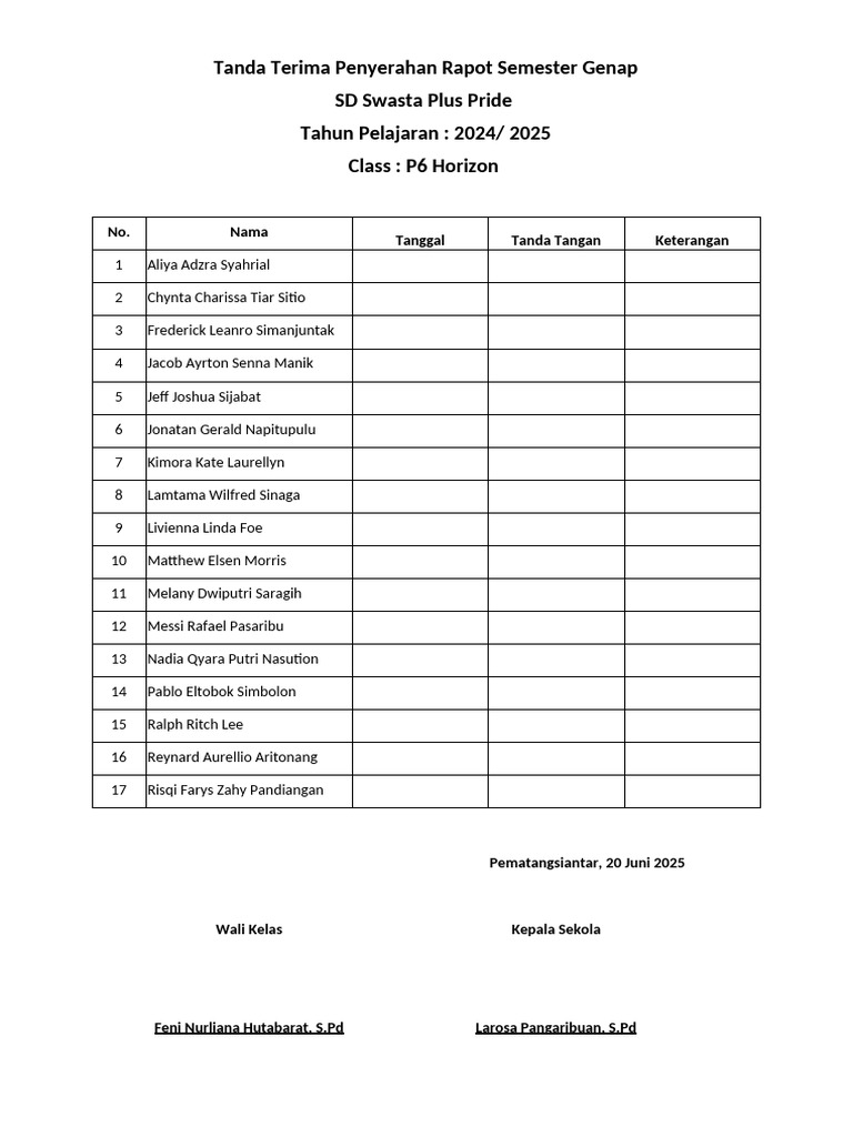 Serah Terima Rapot | PDF