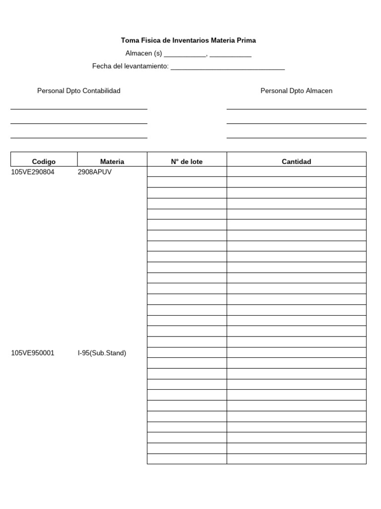 Formato para Inventarios | PDF | Edificios y estructuras | Industrias de servicio
