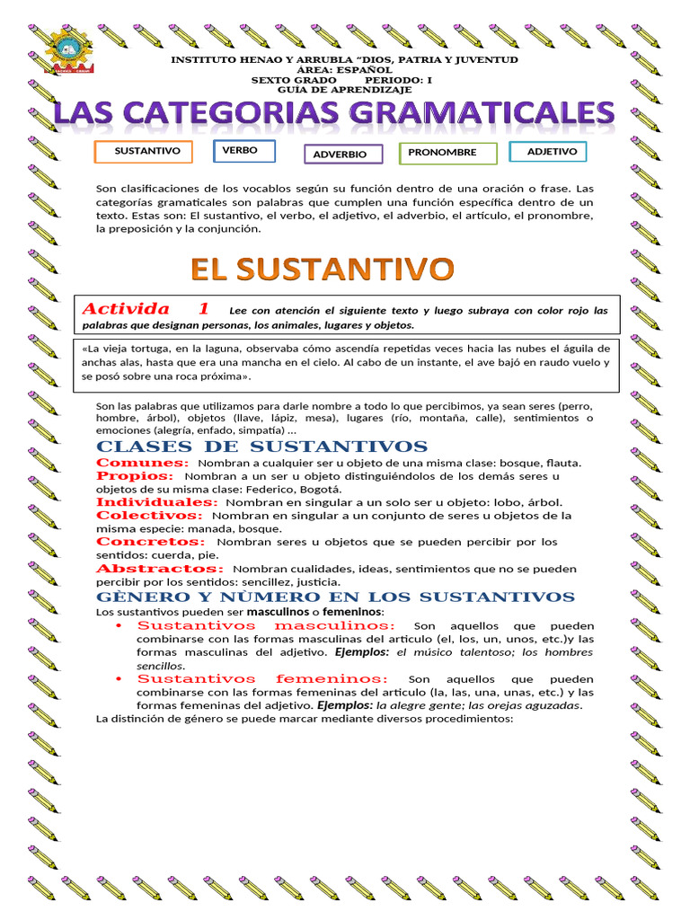 El Sustantivo | PDF | Adverbio | Adjetivo