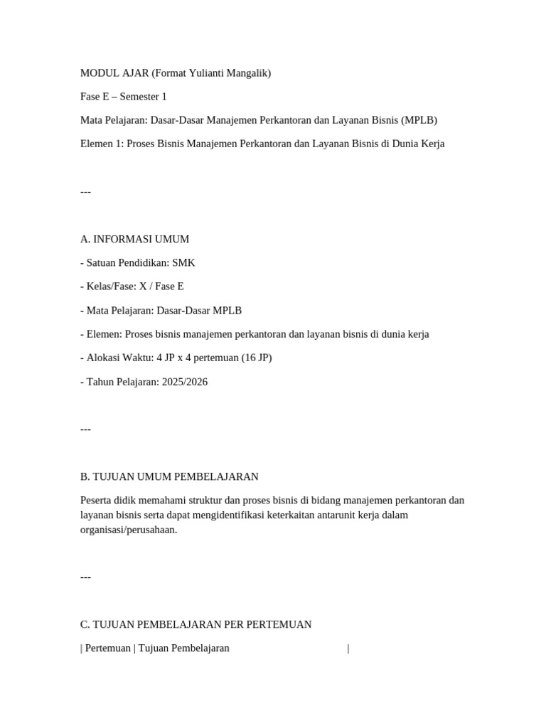 Modul Ajar Elemen1 Format Yulianti UTUH | PDF