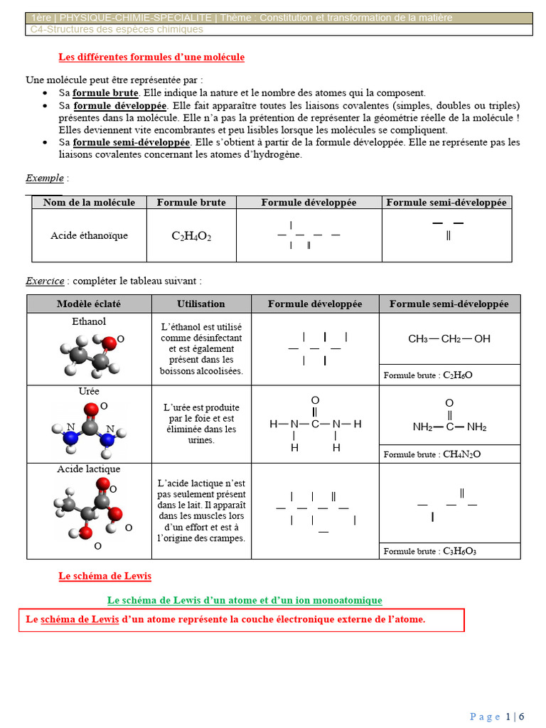 Formules et structures de molécules chimiques | PDF | Polarité (chimie ...