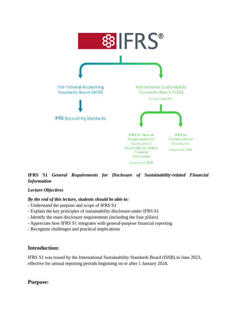IFRS S1: Sustainability Disclosure Guide | PDF | Risk | International ...