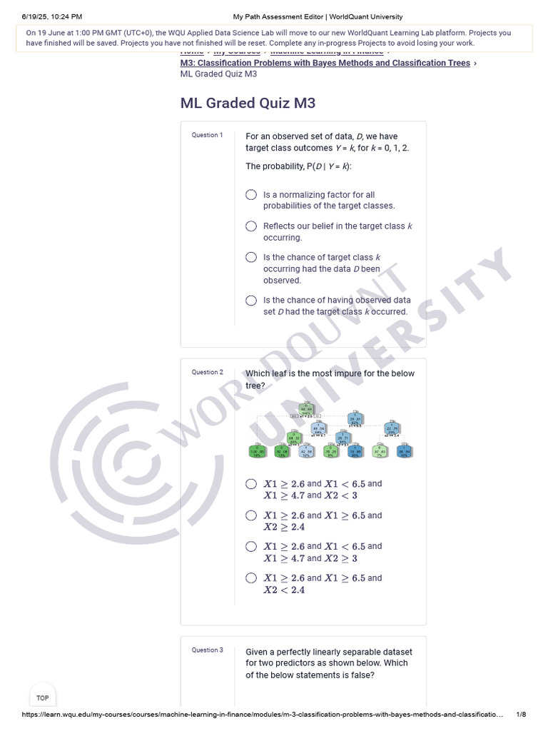 M3 Graded My Path Assessment Editor - WorldQuant University | PDF | Logistic Regression ...
