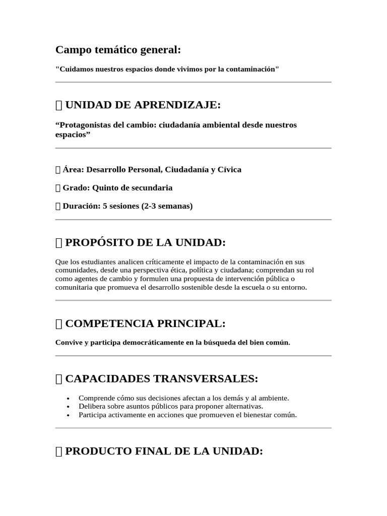 Campo Temático General DE 5TO | PDF | Aprendizaje