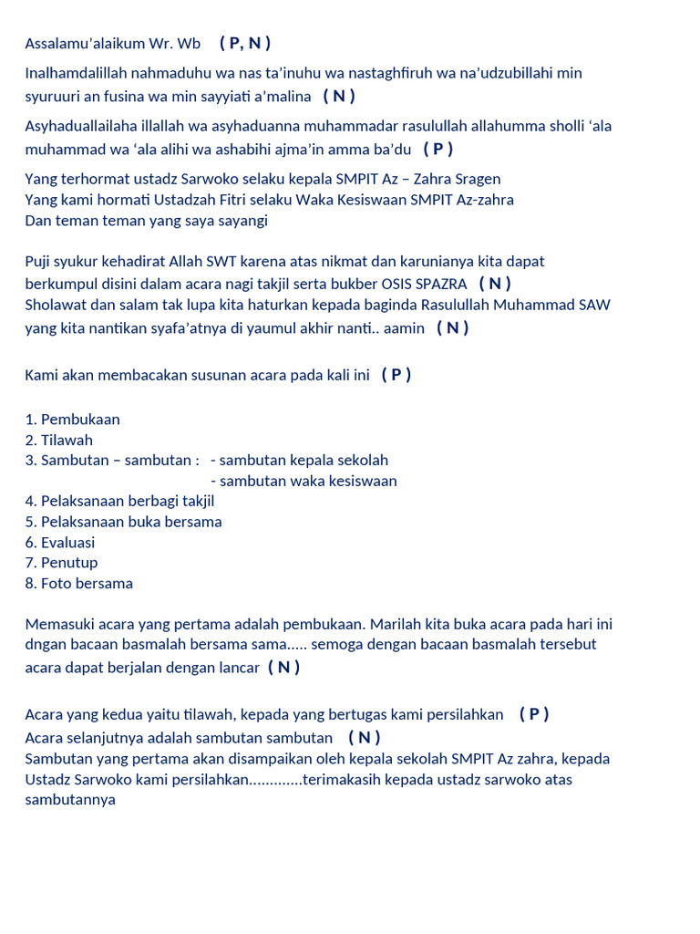 Teks MC Bukber | PDF