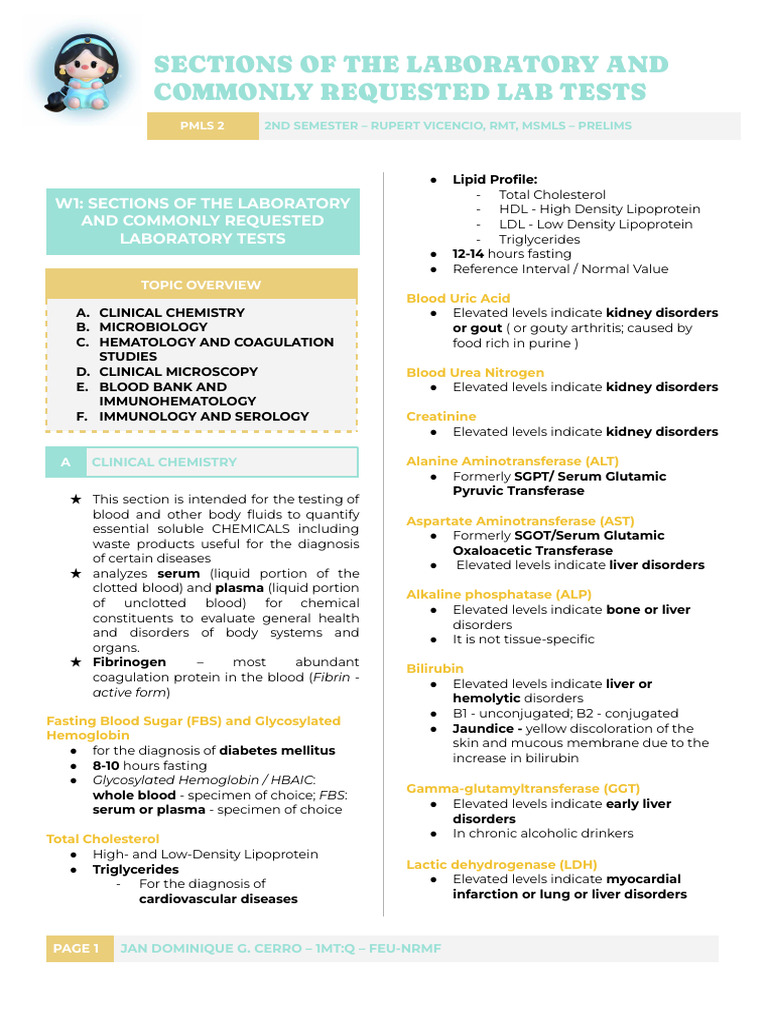 Laboratory Tests Overview and Sections | PDF | Coagulation | Antibody