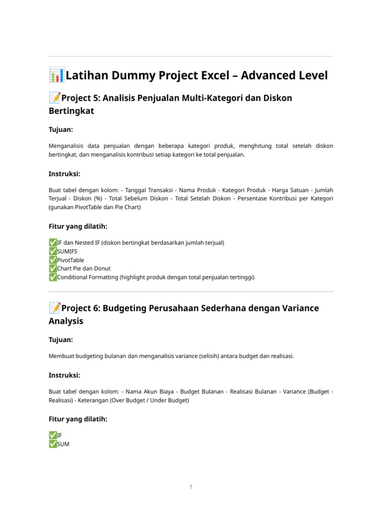 Latihan Proyek Dummy Excel Akuntansi | PDF
