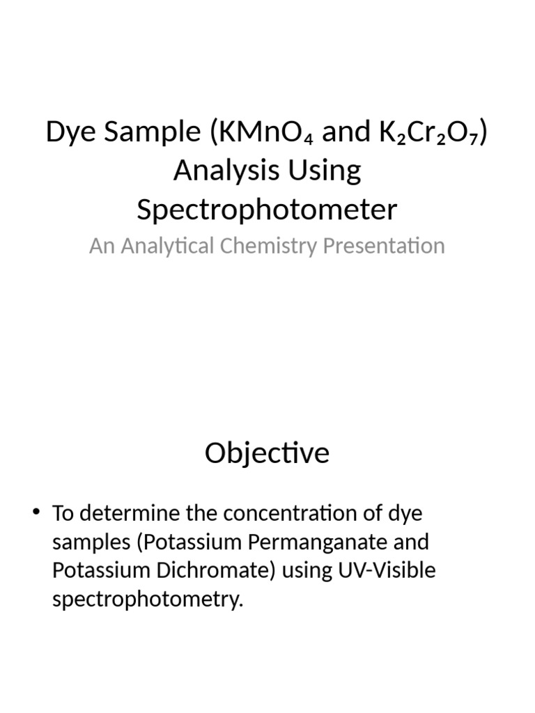 Dye Sample Spectrophotometry Analysis Detailed | PDF