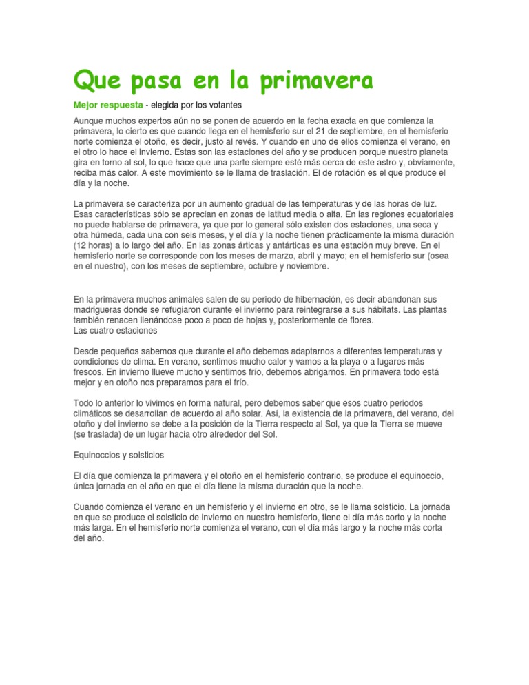 Qué sucede en la primavera | PDF | Invierno | Temporada de primavera)