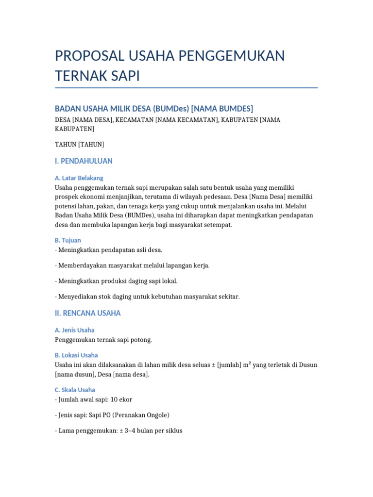 Proposal Penggemukan Sapi BUMDes | PDF