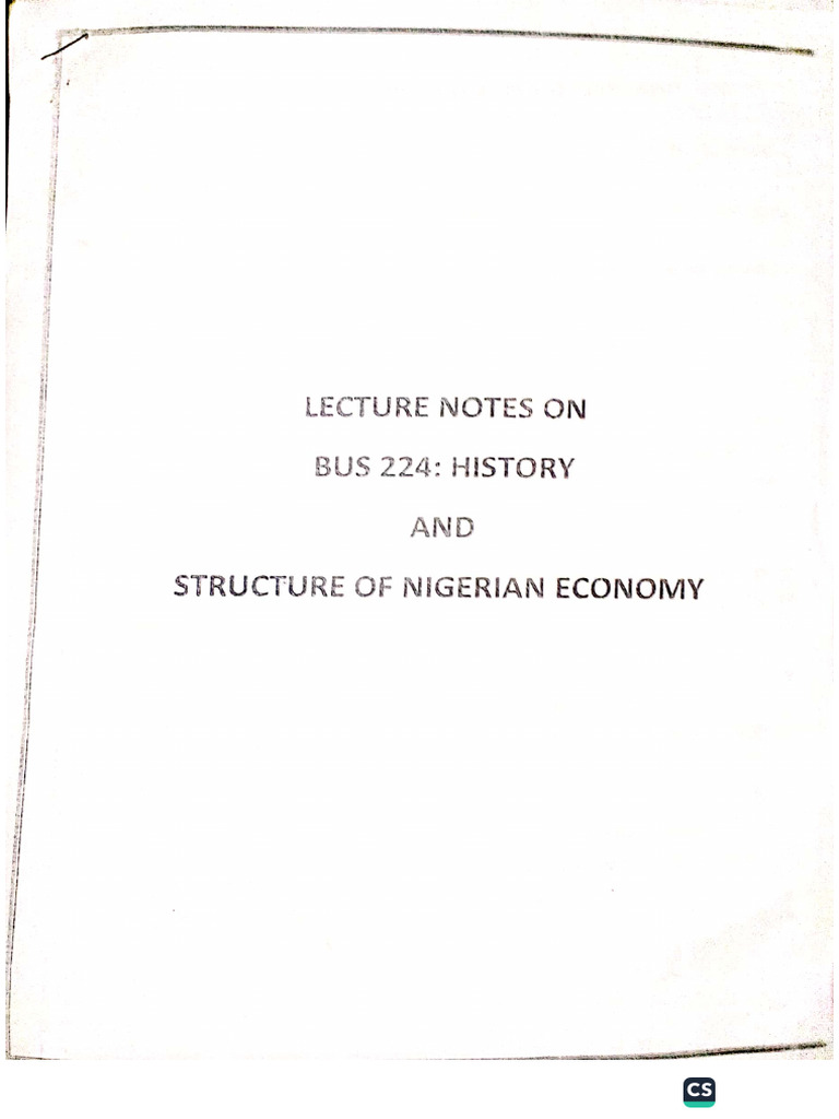Bus 223 History and Structure of Nigerian Economy | PDF