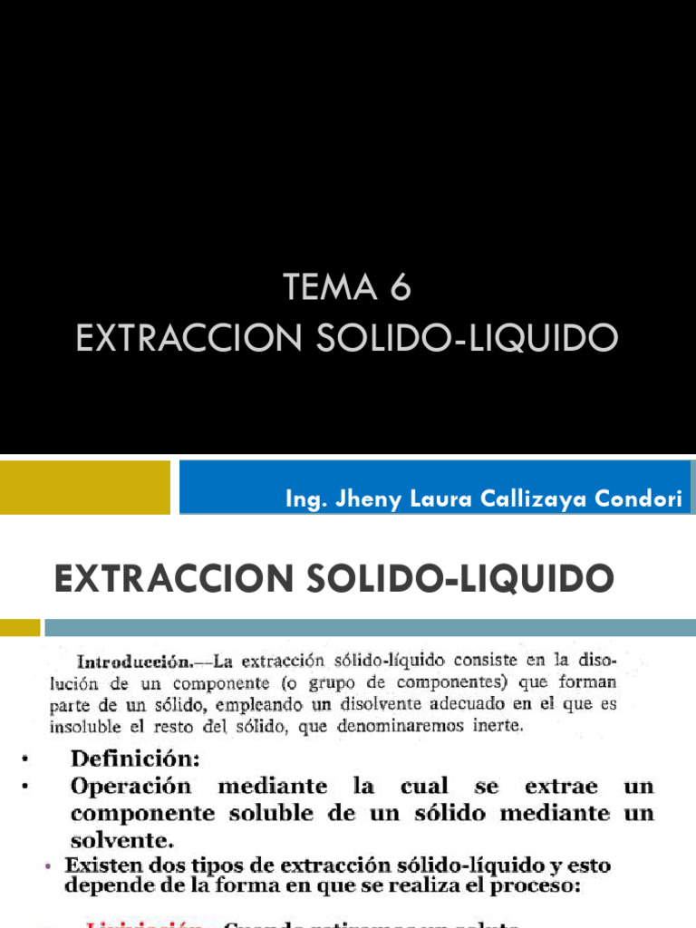 Extracción Sólido-Líquido: Conceptos y Aplicaciones | PDF