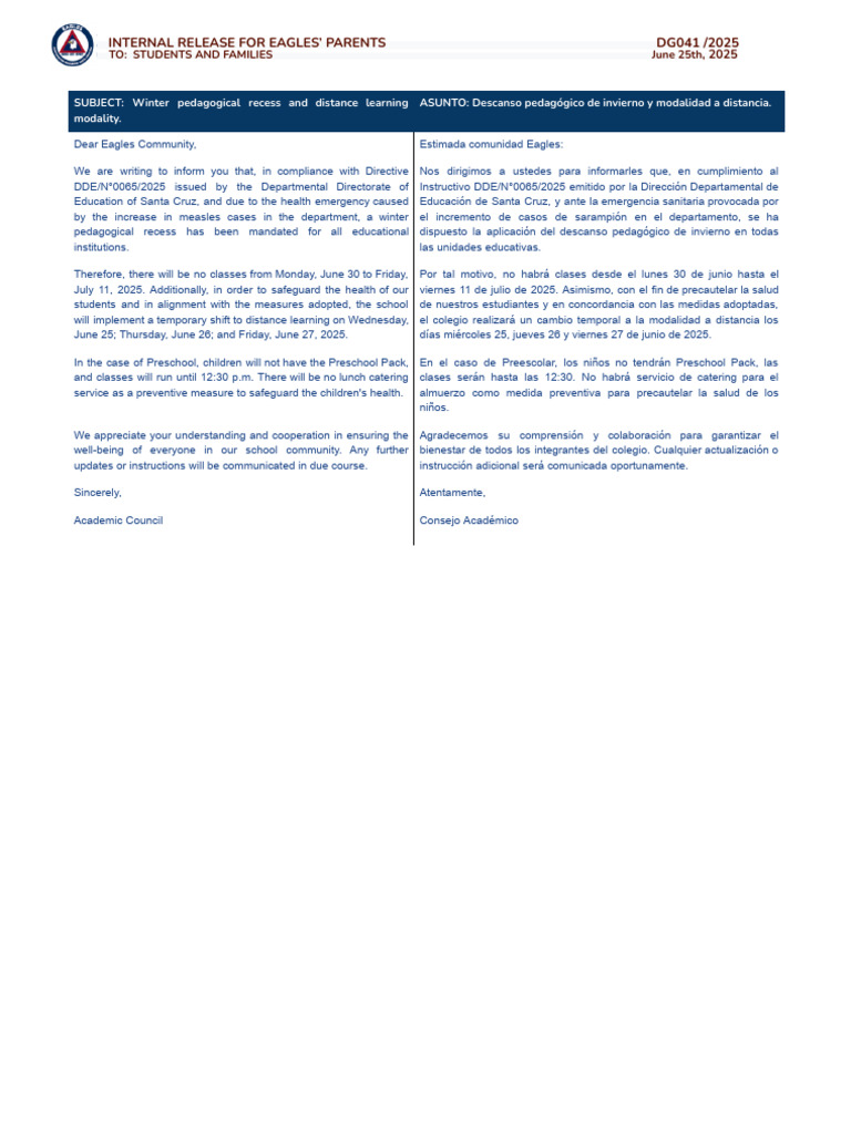 DGNº41-2025 Descanso Pedagógico de Invierno y Modalidad A Distancia | PDF