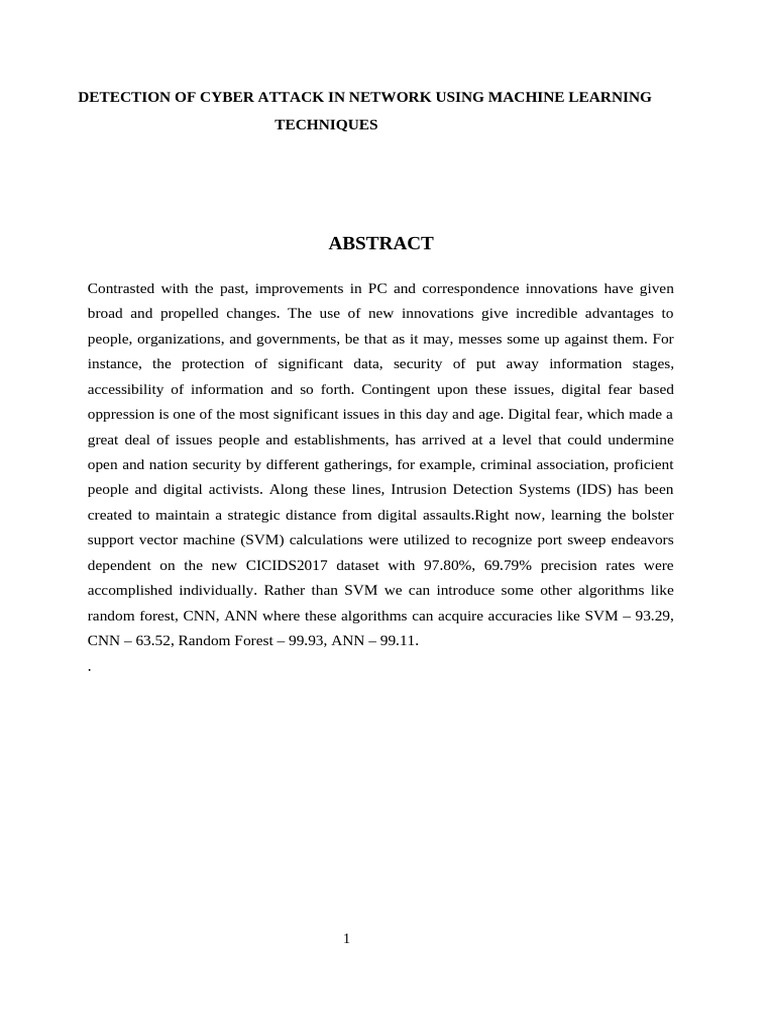 Cyber Attack Detection with ML Techniques | PDF | Support Vector ...