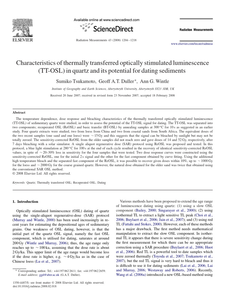 Characteristics of Thermally Transferred Optically Stimulated ...