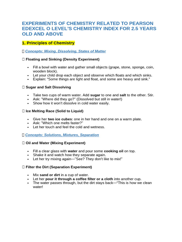 Fun Chemistry Experiments for Kids | PDF