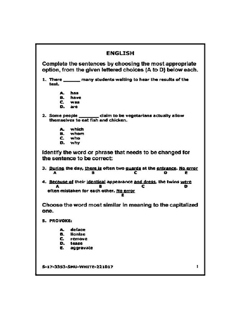 2017 Past Paper | PDF