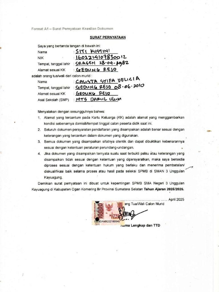 Surat Keterangan Keasllian Berkas - Compressed | PDF