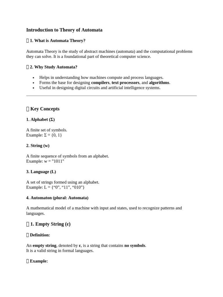 Introduction To Theory of Automata | PDF | Automata Theory | String (Computer Science)