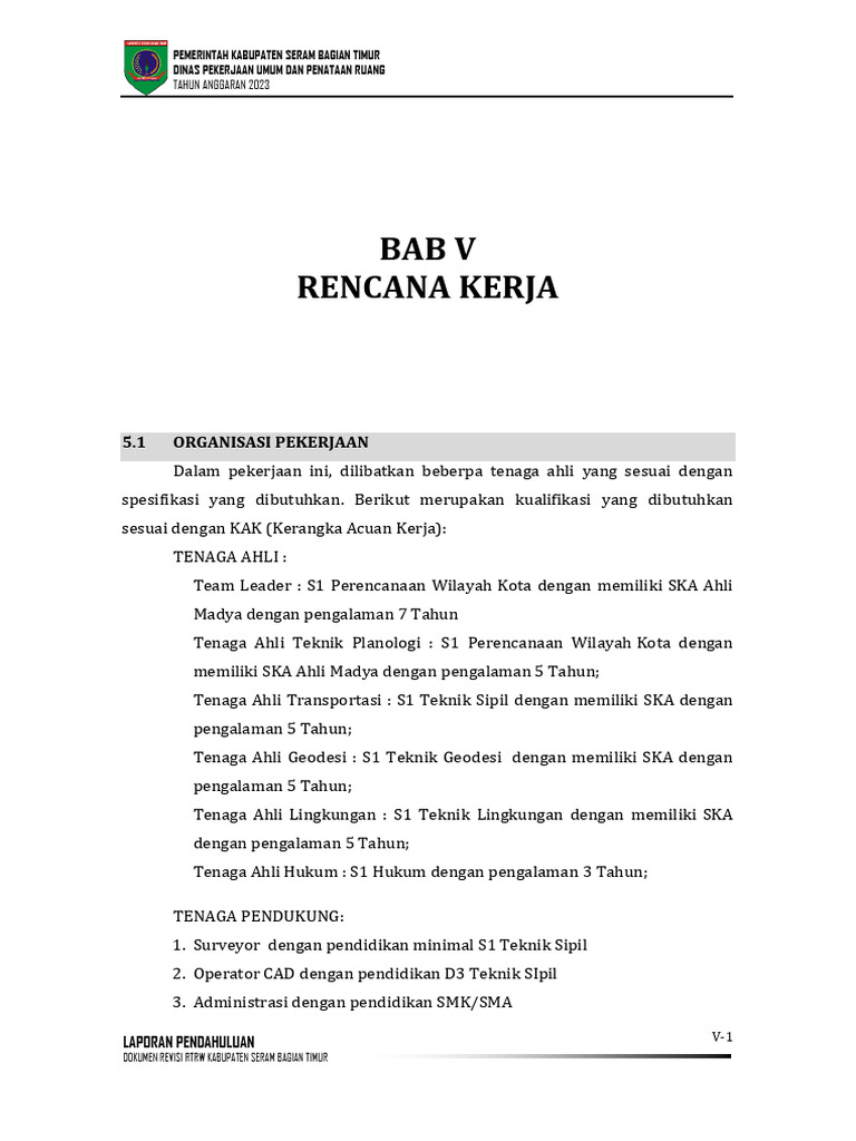 Lapdal RTRW - Rencana Kerja | PDF