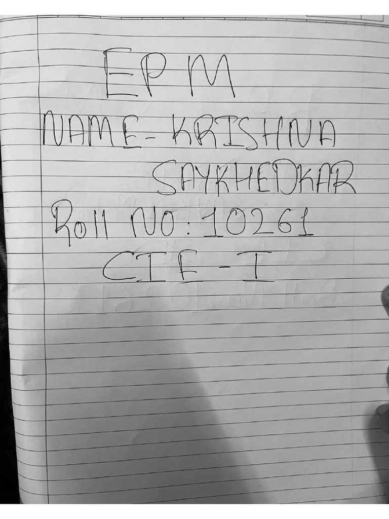 Krishna Saykhedkar 10261 EPM CIE-1 | PDF