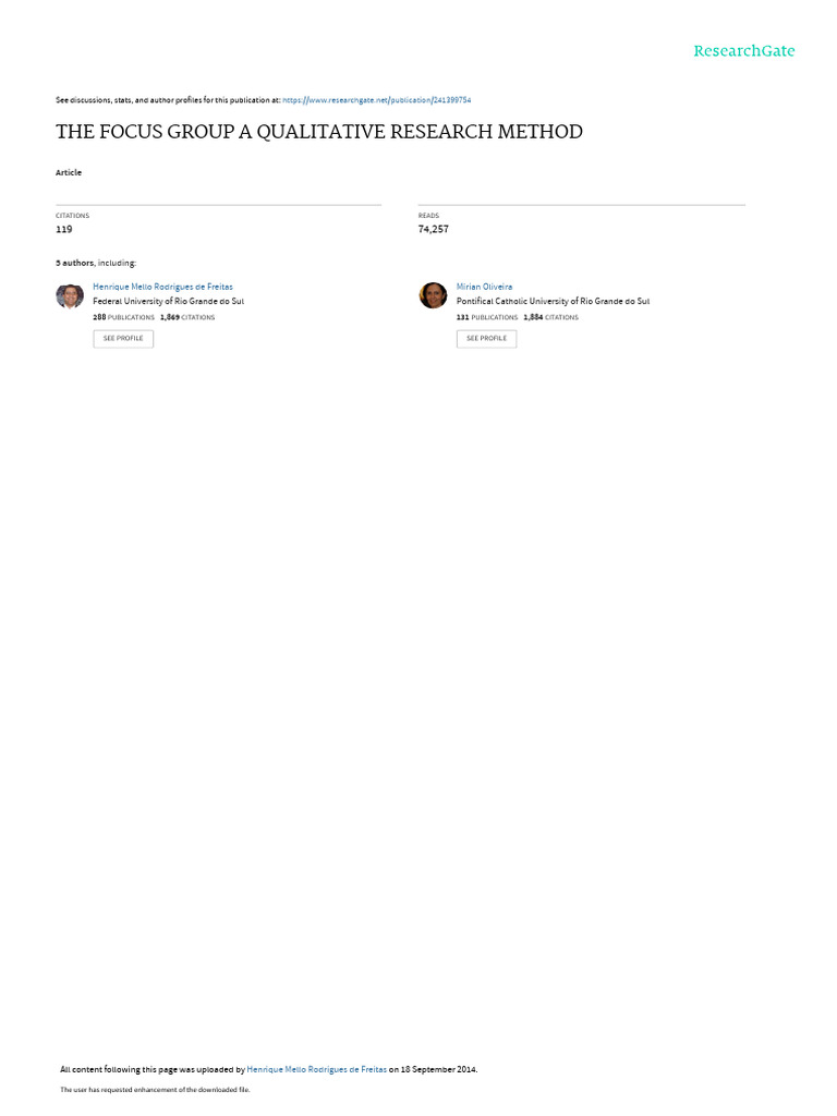 The Focus Group A Qualitative Research Method | PDF | Focus Group | Quantitative Research