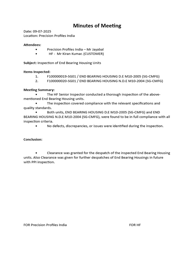 Minutes of Meeting | PDF