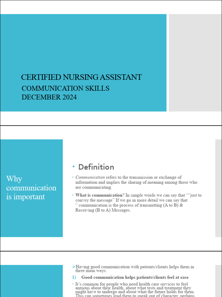 Effective CNA Communication Skills | PDF | Communication | Nonverbal ...
