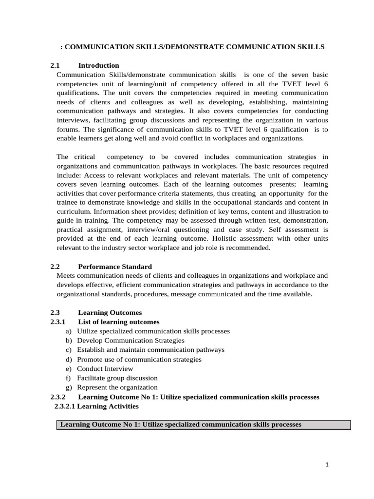 Communication Skills Notes Elect-1 | PDF | Communication | Leadership
