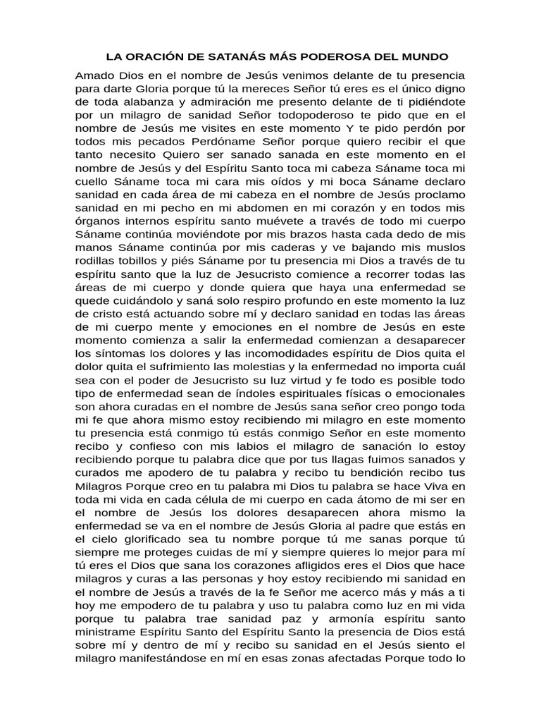 La Oración de Satanás Más Poderosa Del Mundo | PDF | Oración | Jesús