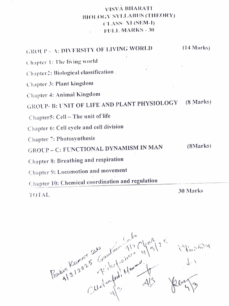 Biology Syllabus | PDF | Cell (Biology) | Cellular Respiration