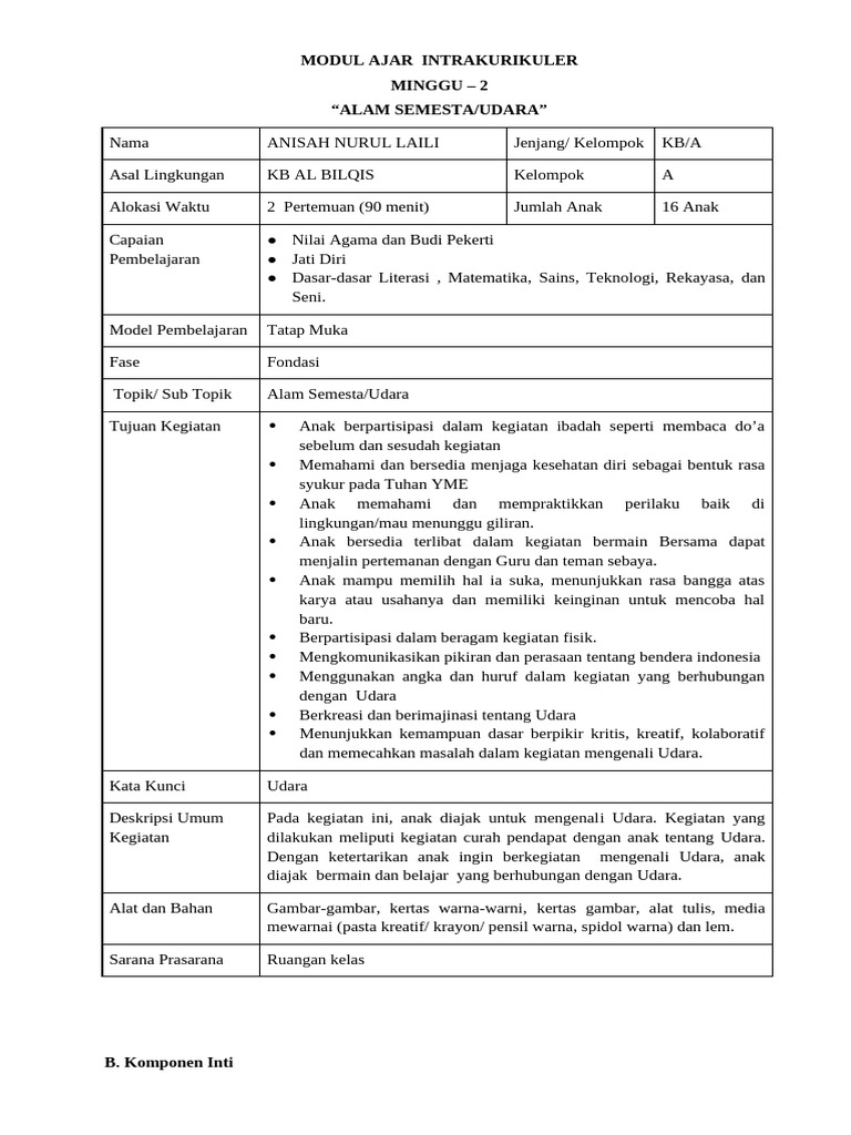 Modul Ajar Alam Semesta Udara | PDF