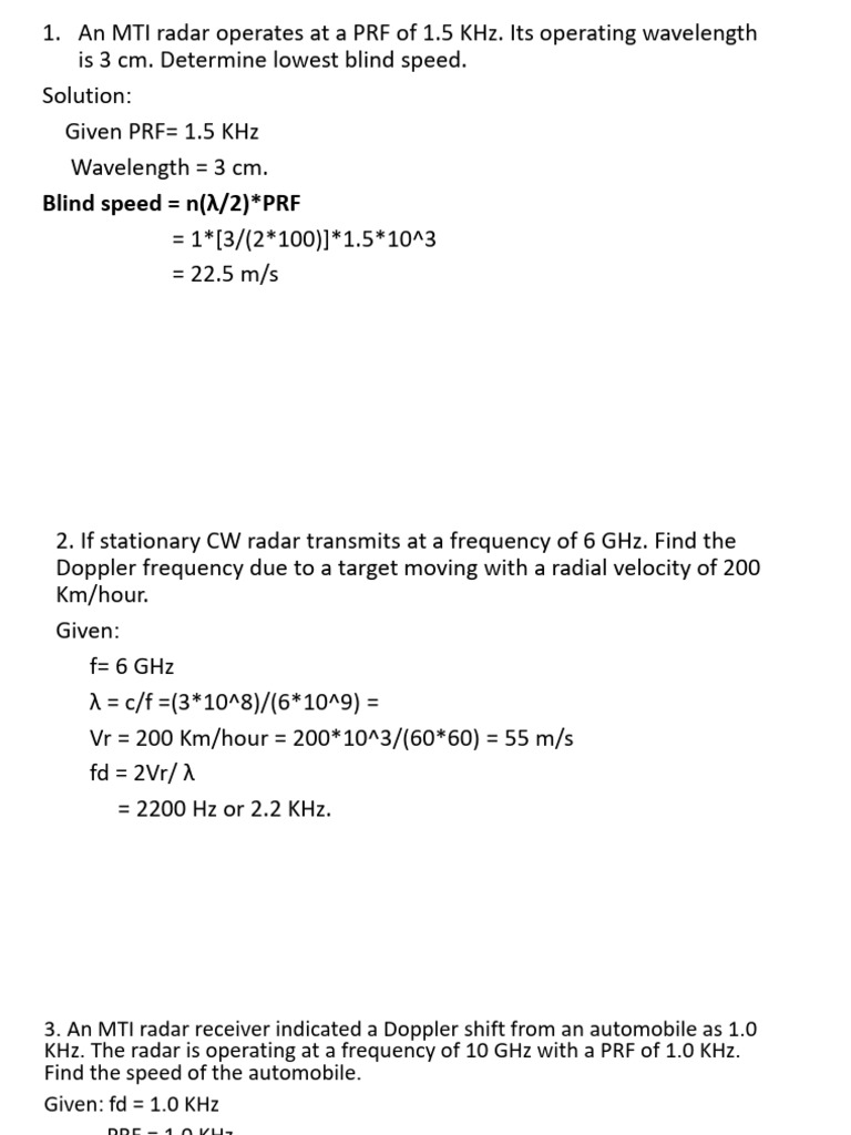 Numericals - Unit II (5 Files Merged) | PDF | Radar | Analog To Digital Converter