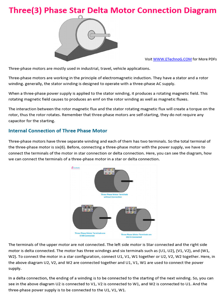 Three (3) Phase Star Delta Motor Connection Diagram | PDF | Electric ...