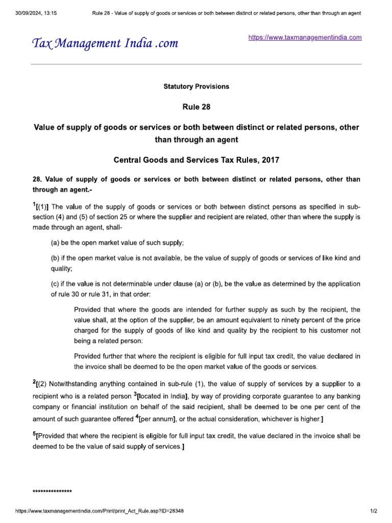 Rule 28 Valuation | PDF