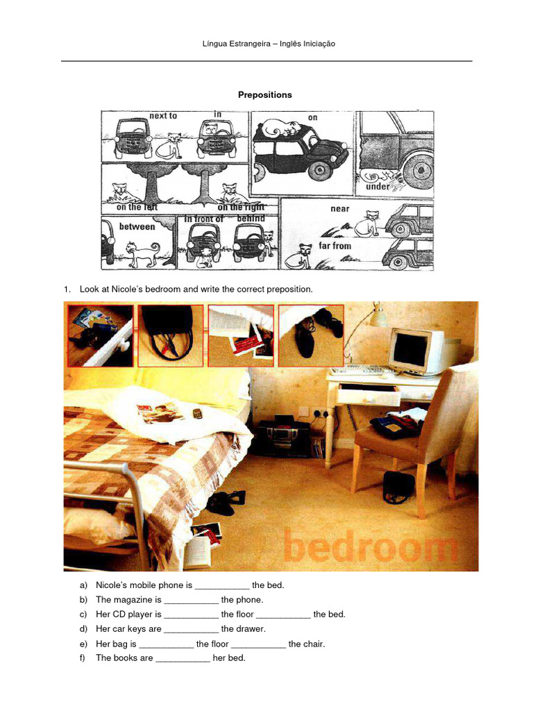 Ficha Prepositions of Place | PDF