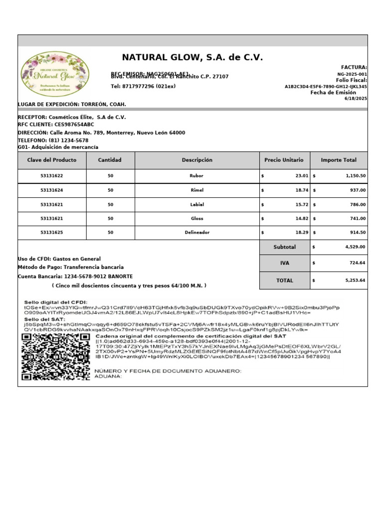 Factura Natural Glow 2025 Daleth | PDF