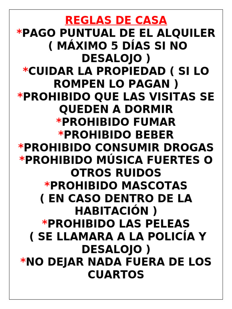 Reglas de Casa | PDF