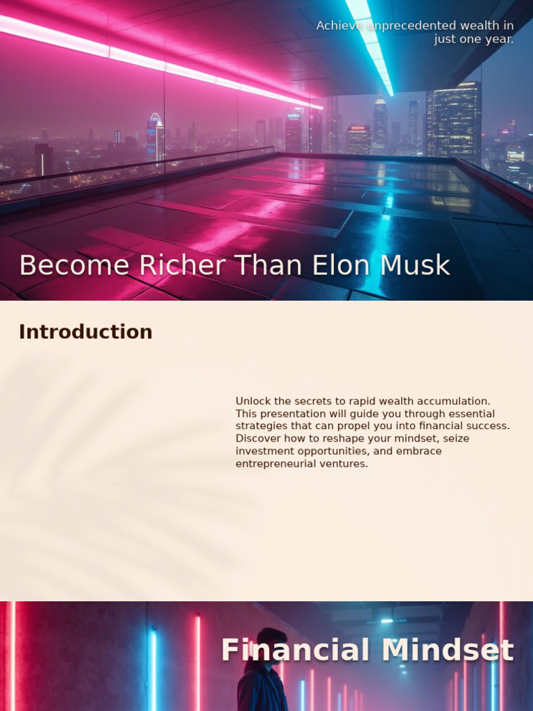 Strategies to Surpass Elon Musk's Wealth | PDF | Mindset | Entrepreneurship
