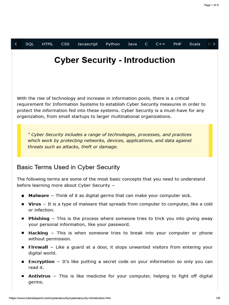 Introduction To Cybersecurity Pdf Security Computer Security