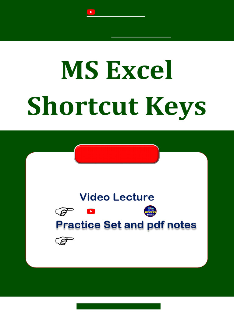 MS Excel Shortcut Keys PDF in Hindi | PDF | Microsoft Excel | Computing