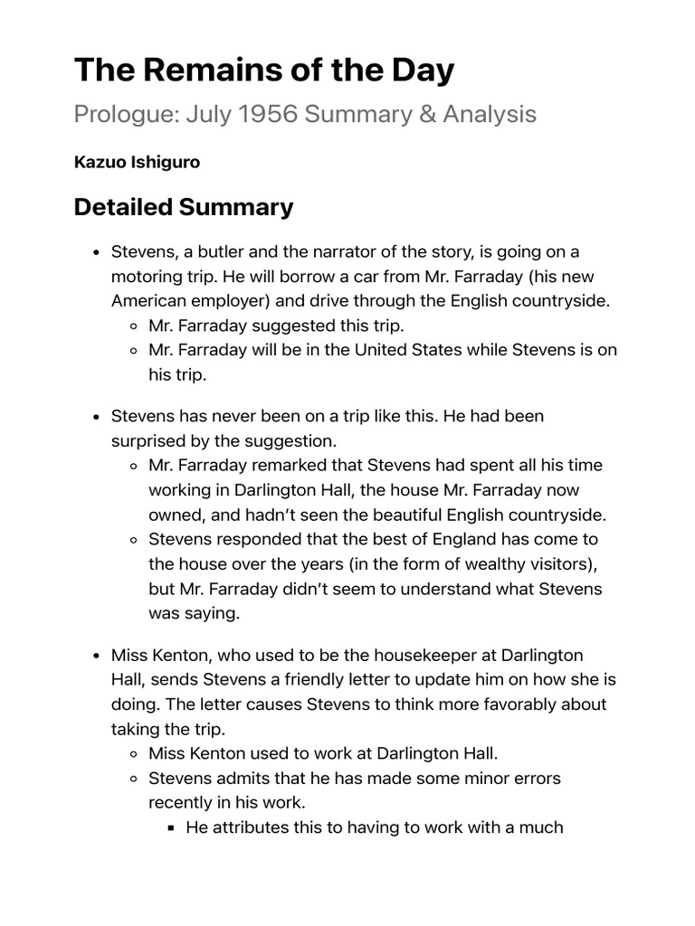 Prologue - July 1956 Summary & Analysis | PDF