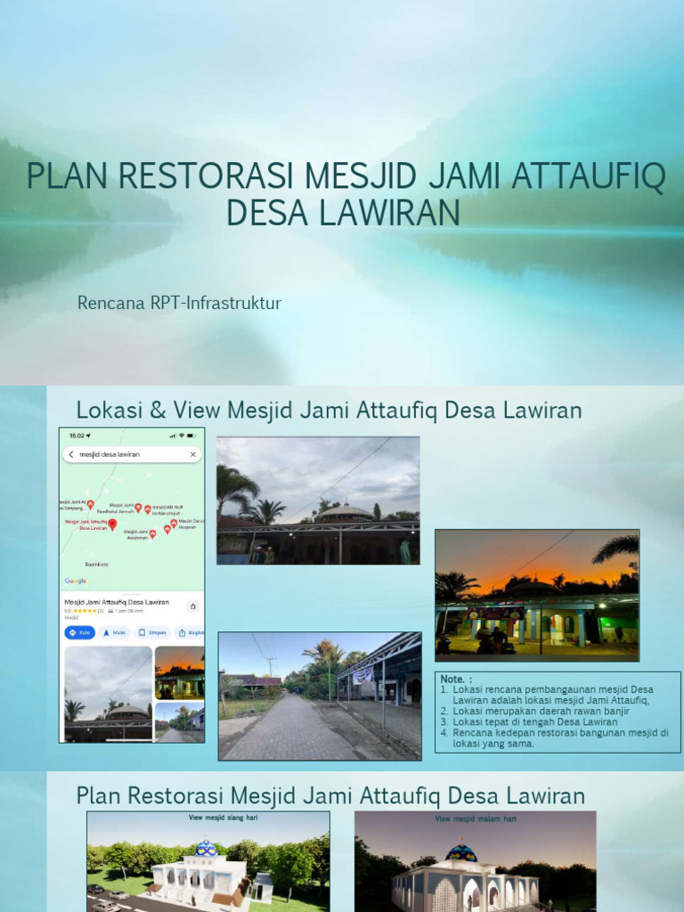 Plan Restorasi Bangunan Mesjid Lawiran - To Arsitag | PDF
