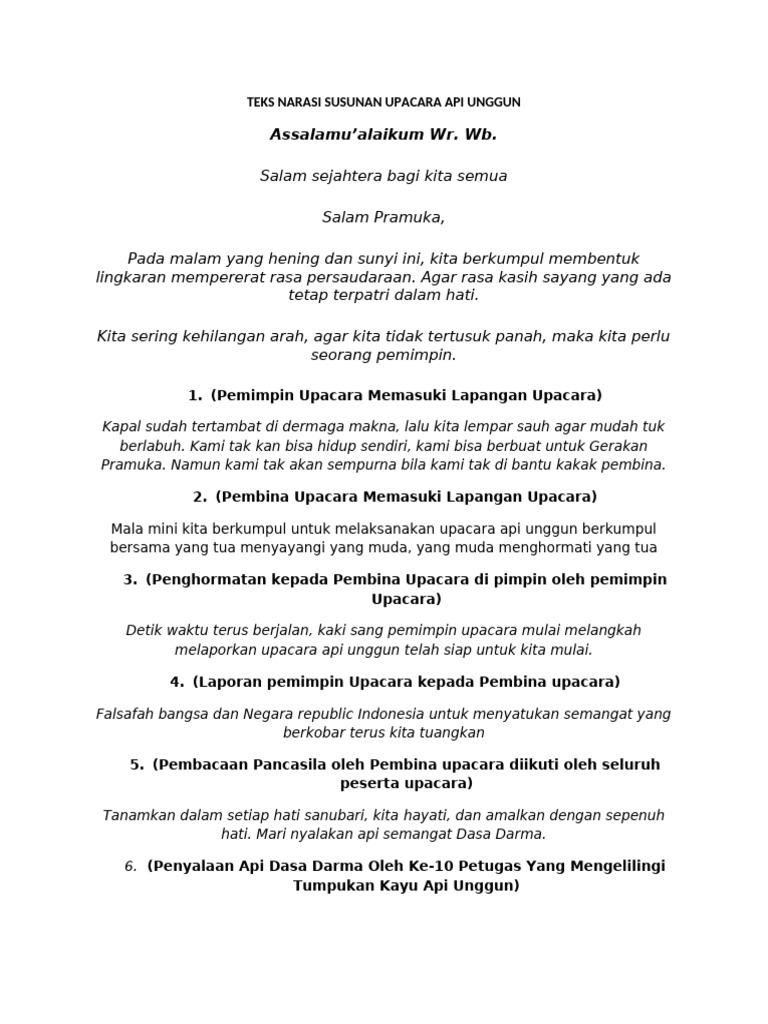 Teks Narasi Upacara Api Unggun Pramuka | PDF