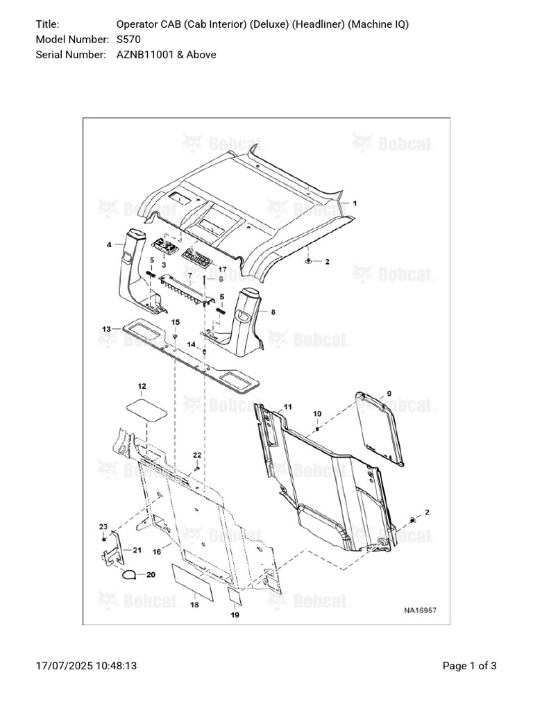 S570 Deluxe Cab Interior Parts List | PDF