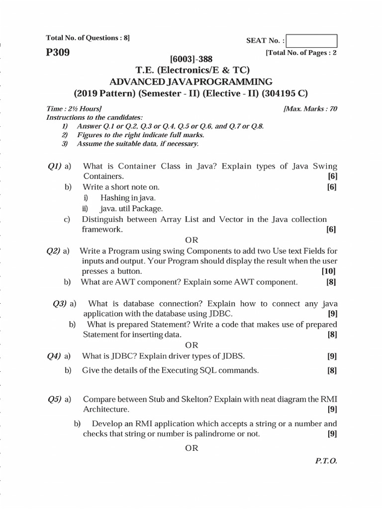 AJP End Sem Official Paper Solution | PDF | Computing | Computer Programming