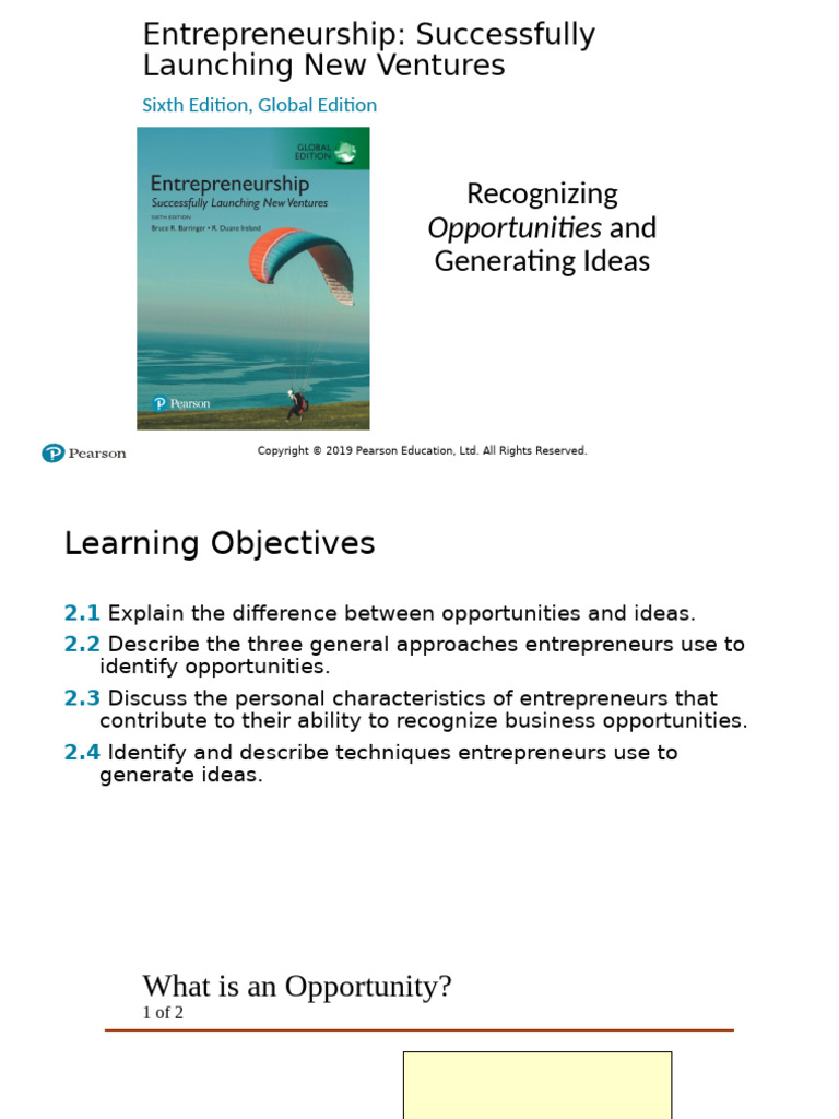 Recognizing Business Opportunities in Entrepreneurship | PDF ...