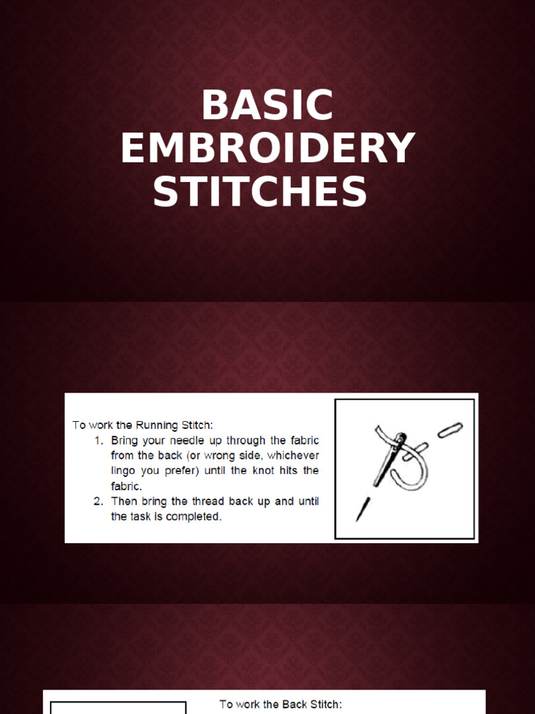 Basic Embroidery Stitches Guide | PDF
