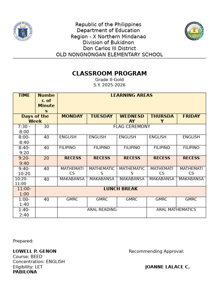 Final Grade 2 Gold Classroom Program S.Y. 2025-2026 | PDF